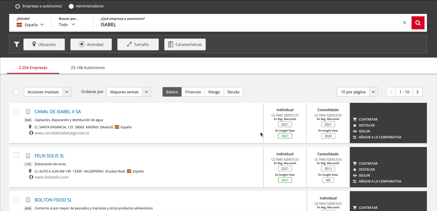 Contratación de informes – Insight View